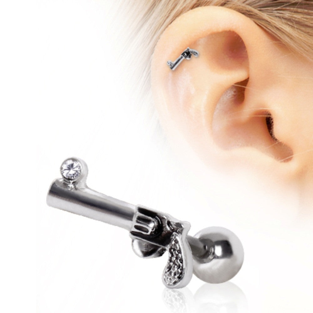 316L Surgical Steel Revolver Gun Cartilage Earring – WildKlass Jewelry