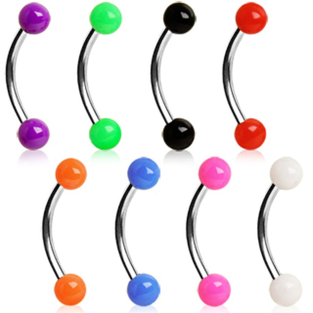 316L Surgical Steel Eyebrow Ring with Solid UV Balls – WildKlass Jewelry