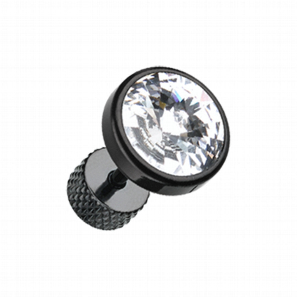 Blackline Pointy Faceted Crystal Steel Fake Plug – WildKlass Jewelry
