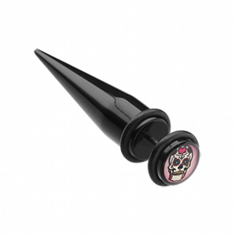 Sugar Skull Acrylic Fake Taper with O-Rings – WildKlass Jewelry