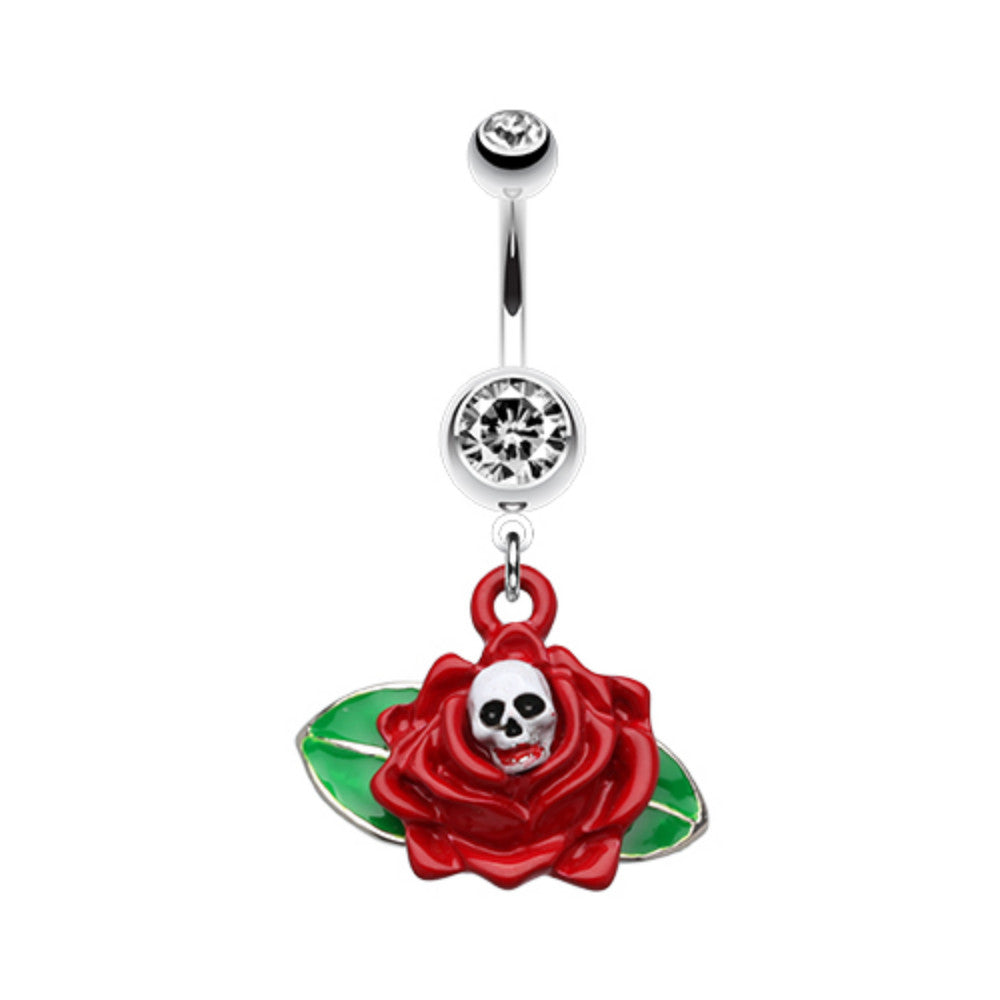 Vibrant Skull Rose Belly Button Ring – WildKlass Jewelry