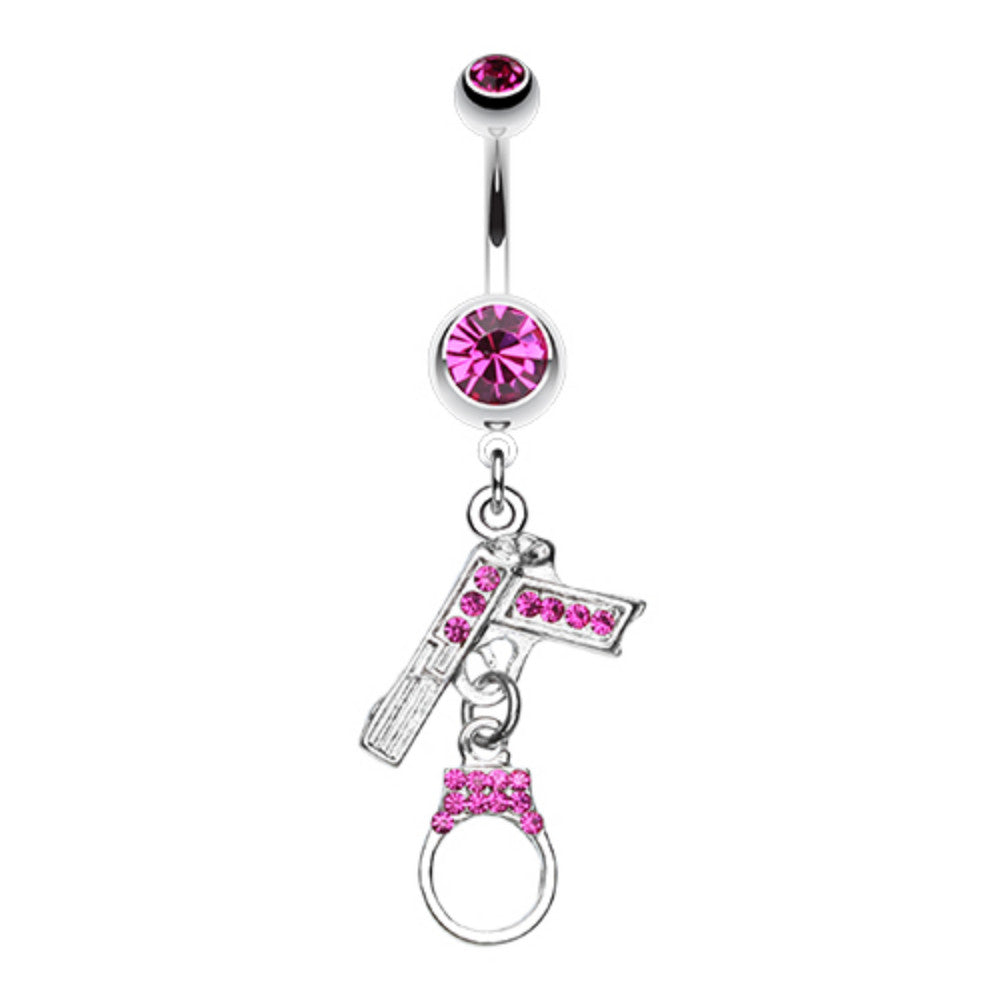 Jeweled Handgun Handcuff Belly Button Ring – WildKlass Jewelry