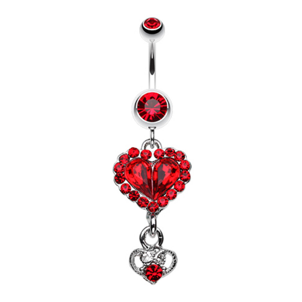 Crystal Heart in Heart Belly Button Ring – WildKlass Jewelry