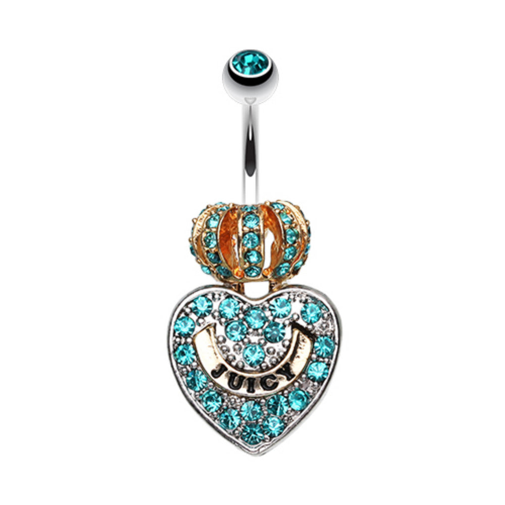 Golden Crown on Heart Belly Button Ring – WildKlass Jewelry