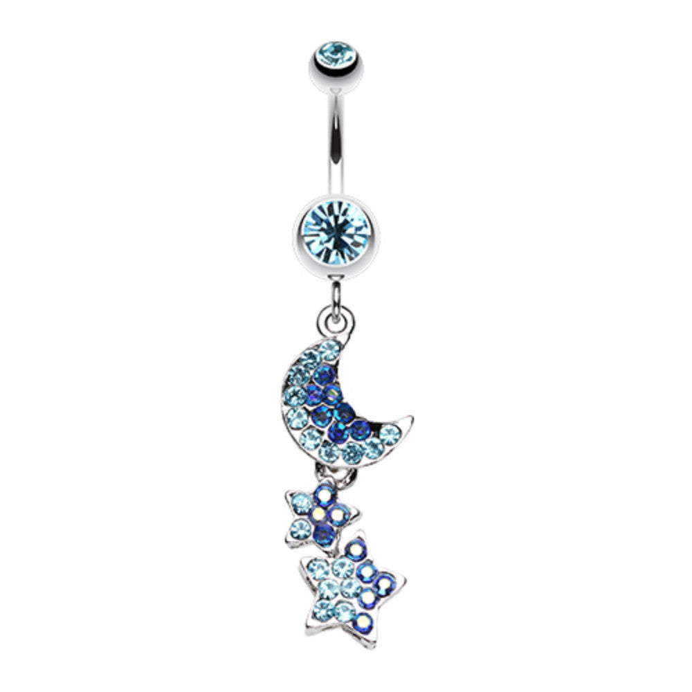 Star and Moon Lit Sky Belly Button Ring – WildKlass Jewelry