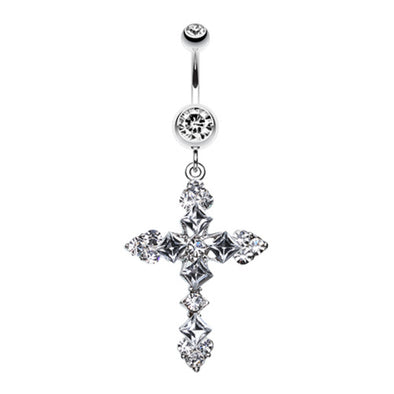 Princess Cut Cross Sparkle Belly Button Ring – WildKlass Jewelry