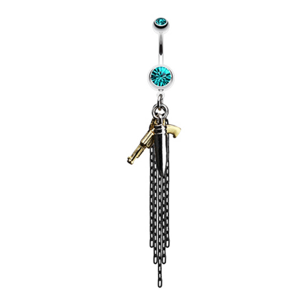 Pistol Gun & Bullet Chain Drop Belly Button Ring – WildKlass Jewelry