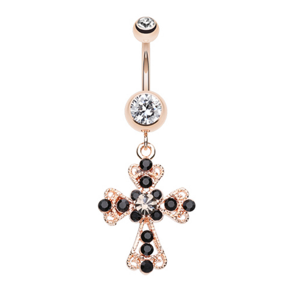 Golden Patonce Cross Belly Button Ring – WildKlass Jewelry