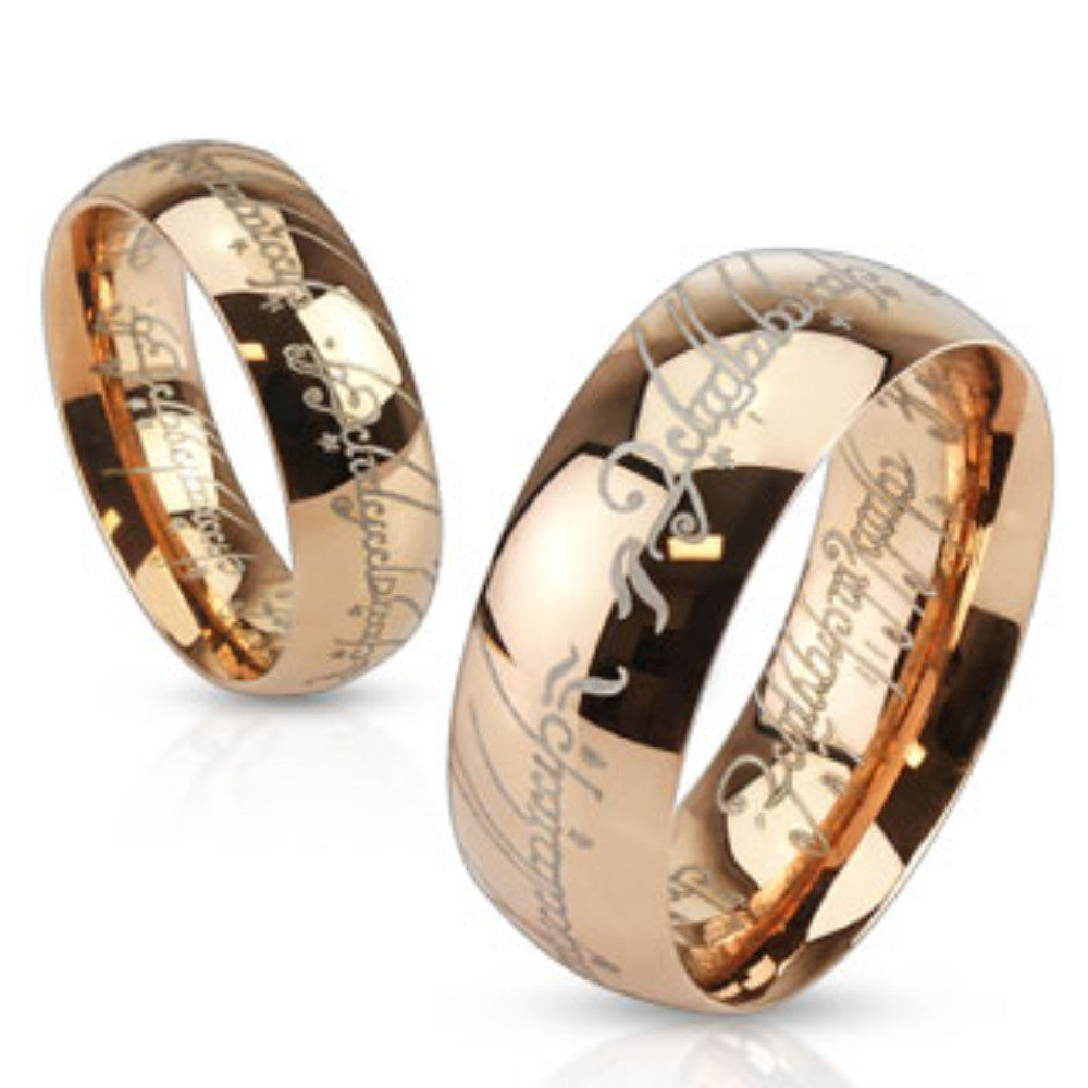 Lord Laser Etched Stainless Steel Rose Gold IP Band Ring – WildKlass ...